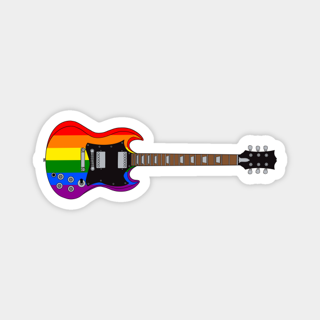 Rainbow Pride Flag Electric Guitar - Pride Flag - Magnet | TeePublic