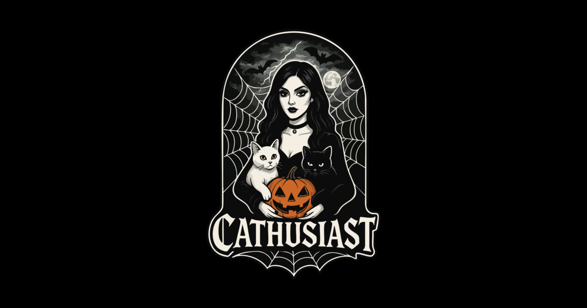 Cathusiast Goth Cat - Cathusiast Goth Cat - Sticker | TeePublic