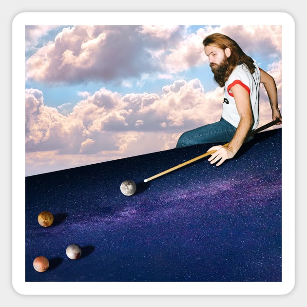 Jesus playing Pool - Jesus - Sticker | TeePublic