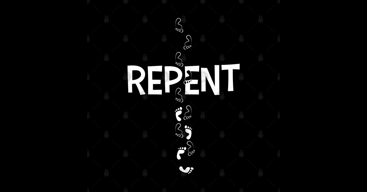 Footprints Repent Cross - Repent - Sticker | TeePublic