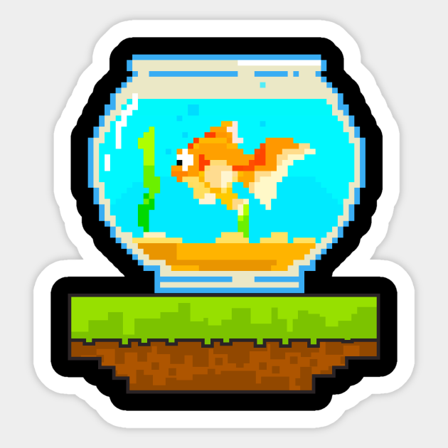 Cute 8-Bit Fish Awesome Animal 8Bit Pet Aquarium - 8bit Fish - Sticker ...