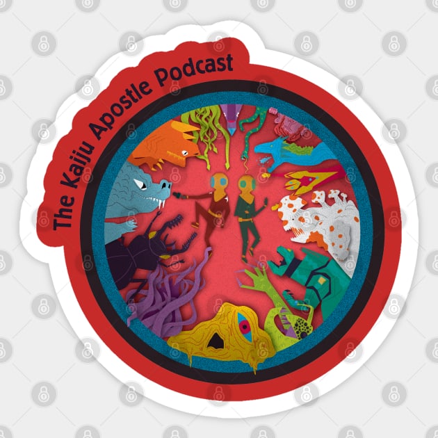 TKAP Logo (With Text) - The Kaiju Apostle Podcast - Sticker | TeePublic