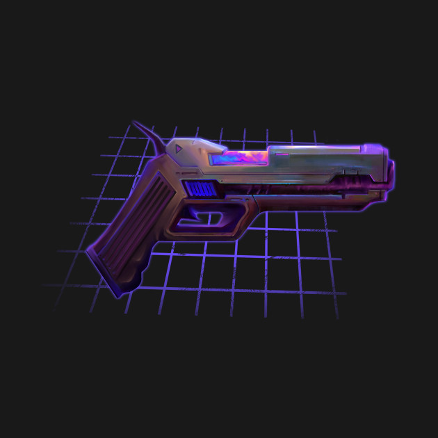 Cyberpunk Vaporwave Cyberwave Gun Blaster Pistol - Cyberpunk - Crewneck ...