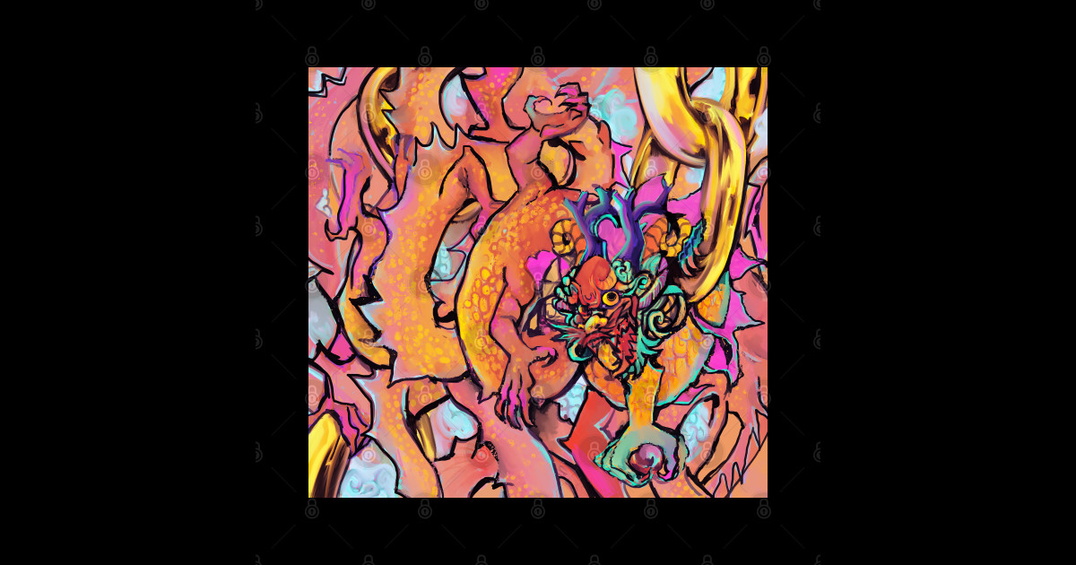 Dragon looping on Gold chains - Chinese Dragon Loop - Sticker | TeePublic