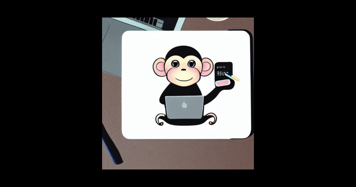 Cute monkey working on laptop - Funky Designs, Laptop designs - Monkey ...