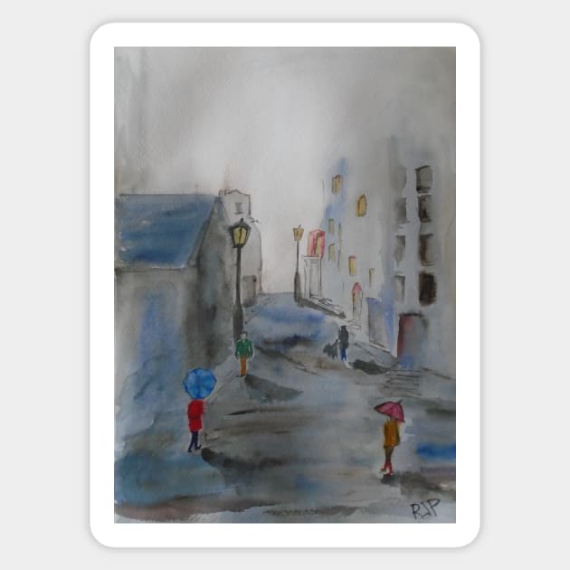 Rush Hour in The Rain - Rain - Sticker | TeePublic