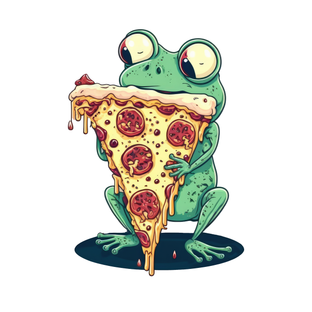 Frog Eating Pizza - Pizza Addict - T-Shirt | TeePublic