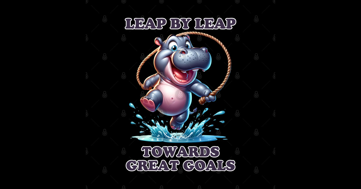 Hippo Skip: Splash Into Success - Hippo Jump Rope - Sticker | TeePublic