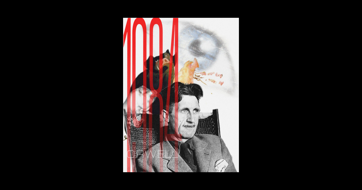 George Orwell Collage Portrait - 1984 - Sticker | TeePublic