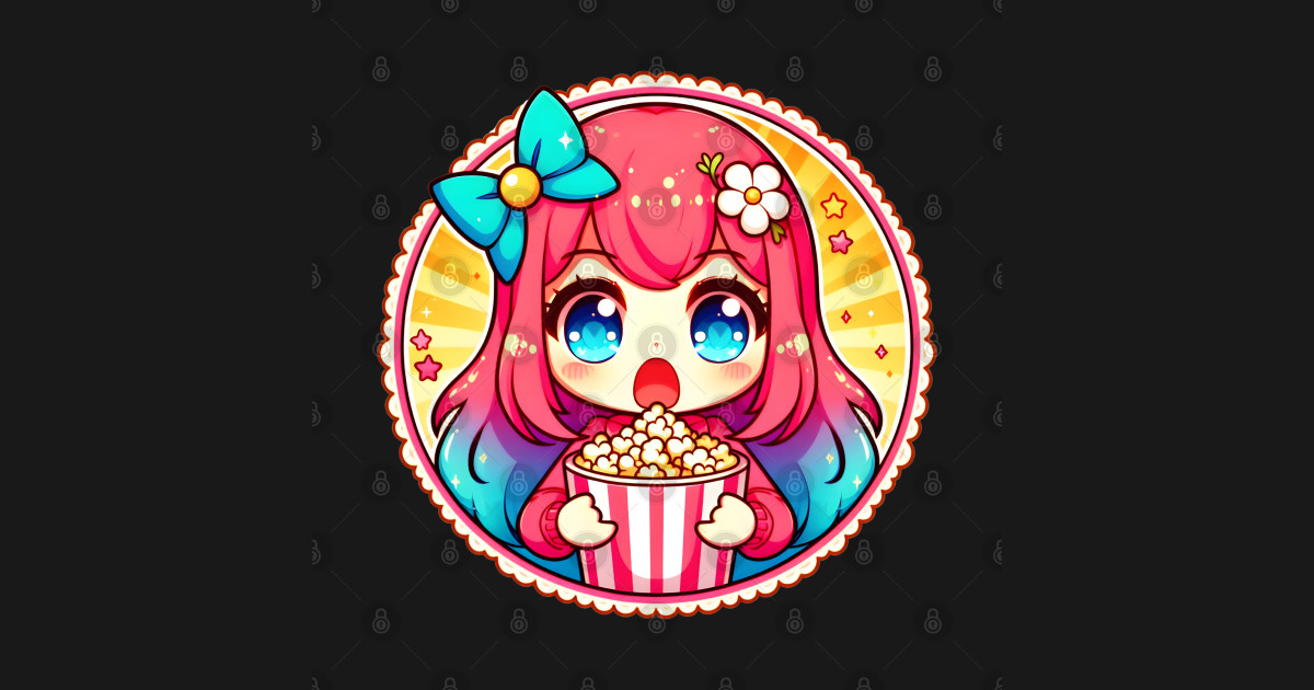 Popcorn Anime girl - Popcorn - T-Shirt | TeePublic