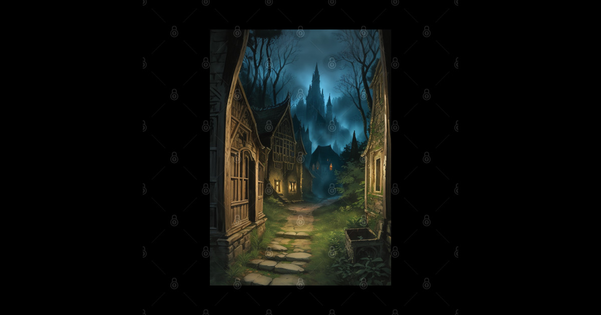 DND Scene - Gothic Horror Village - Curse Of Strahd - Sticker | TeePublic