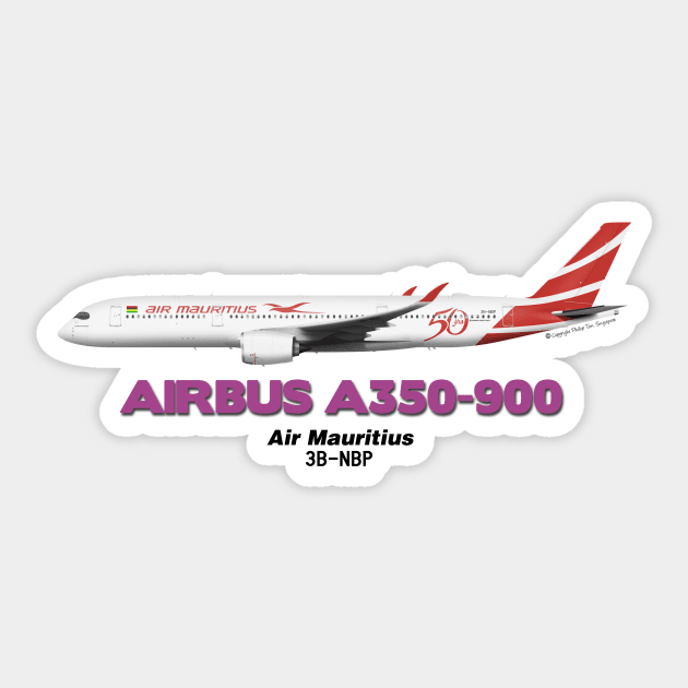 Airbus A350-900 - Air Mauritius - A359 - Sticker | TeePublic