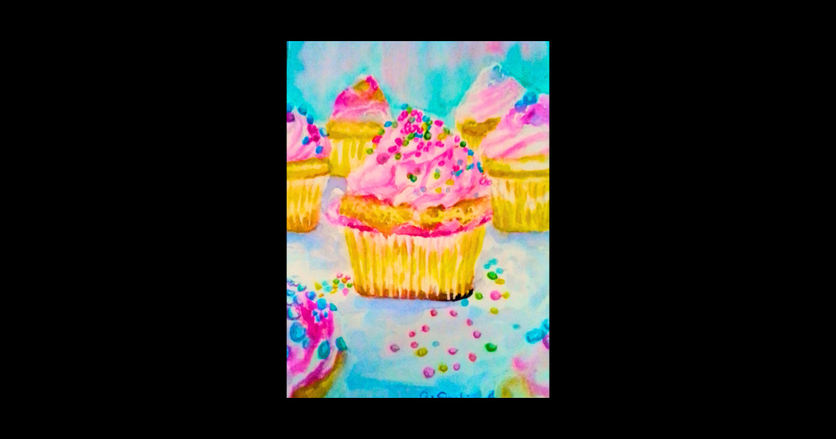 Strawberry vanilla Cupcakes - Food - Sticker | TeePublic