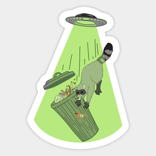 UFO Abducting Raccoon - Alien Raccoon - Sticker | TeePublic