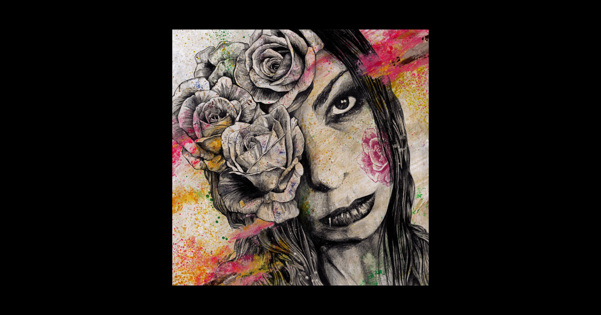 Of Suffering | gothic woman with roses - Gothic - Sticker | TeePublic