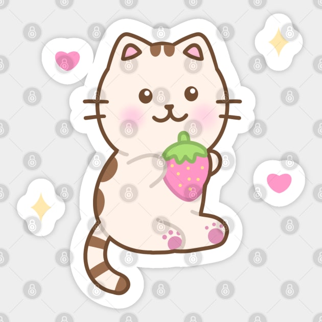Strawberry cat - Kawaii - Sticker | TeePublic