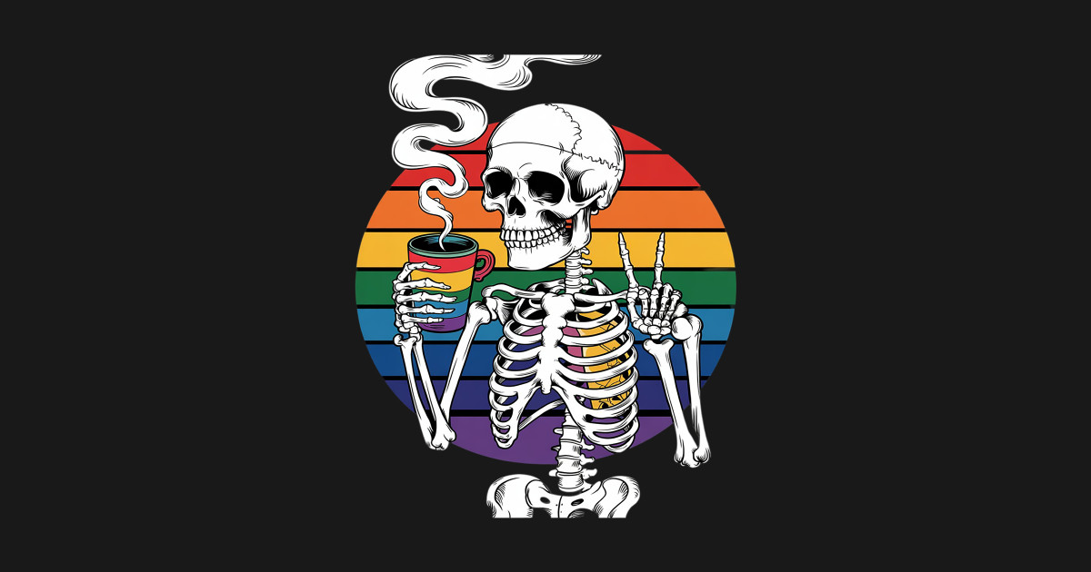LGBTQ Flag Skeleton Peace Coffee Rainbow Pride Month - Lgbtq Flag ...