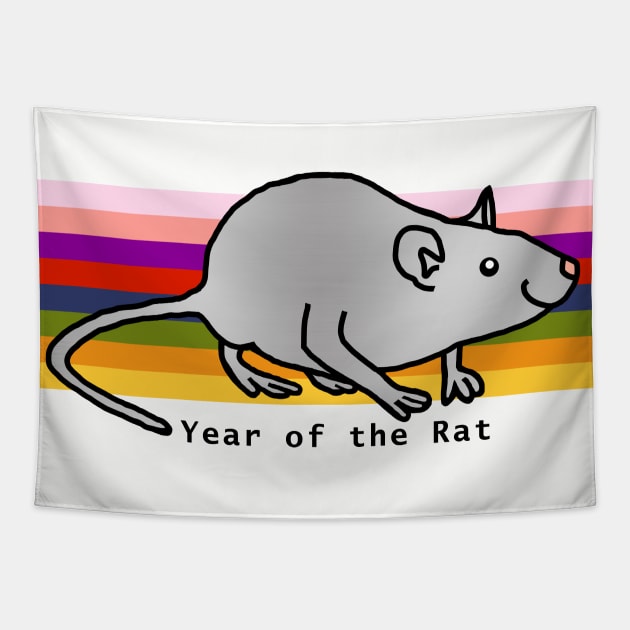 Year of the Rat on a Rainbow - Rat - Tapestry | TeePublic