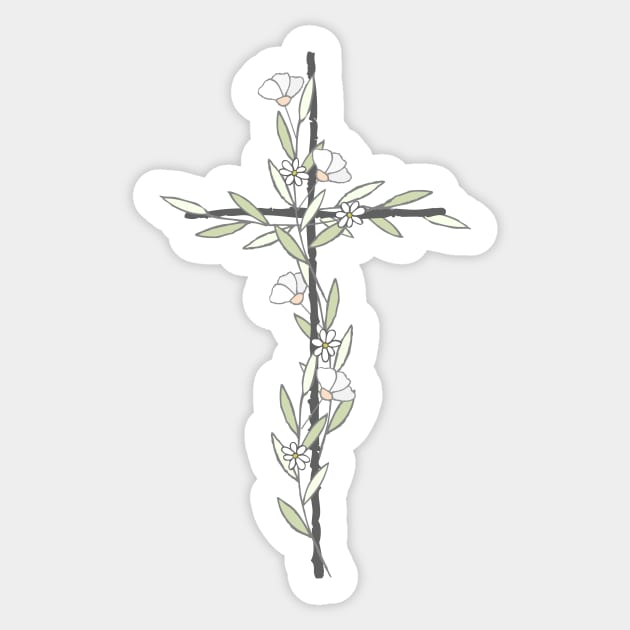 Cross With Little Flowers - Cross - Sticker | TeePublic