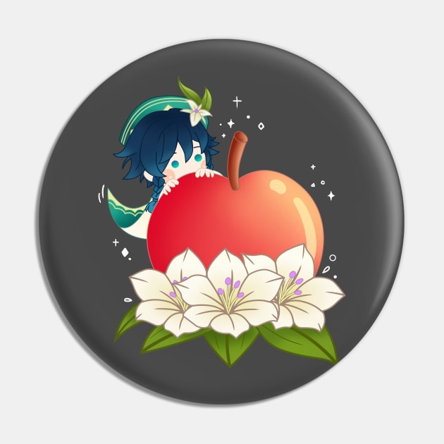 Genshin Impact Cute Venti Apple - Genshin Impact Venti - Pin | TeePublic