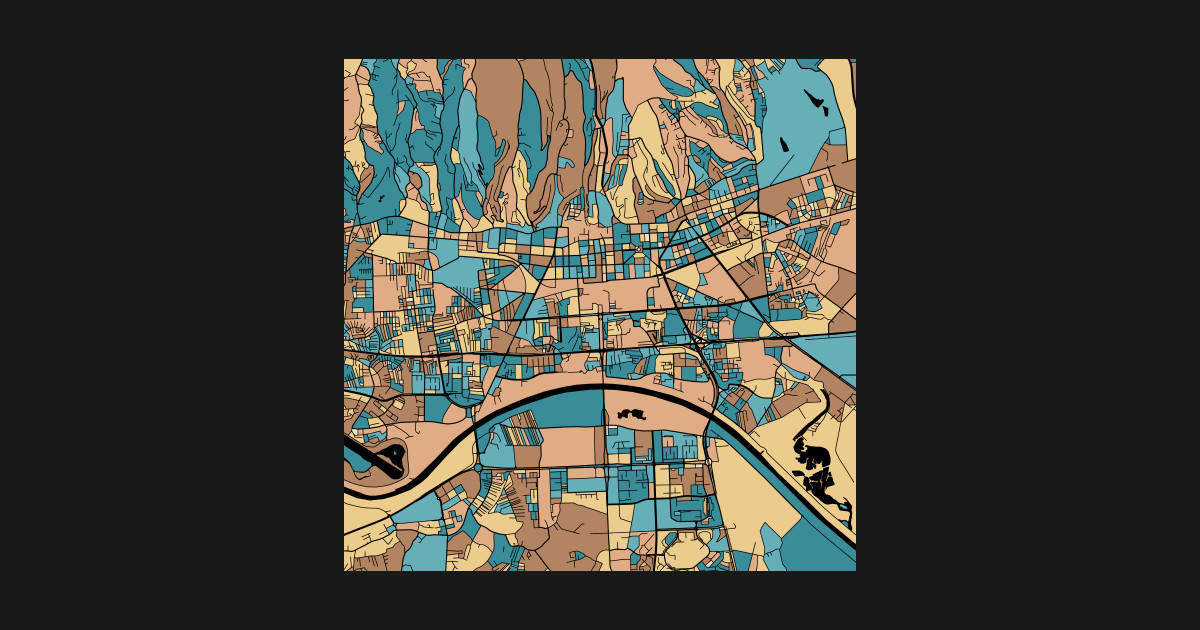 Zagreb Map Pattern in Mid Century Pastel - Zagreb Map - T-Shirt | TeePublic
