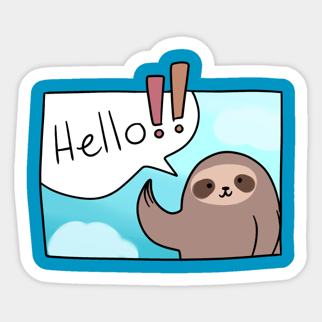 Hello!! Waving Sloth Comic Panel - Hello Sloth - Sticker | TeePublic