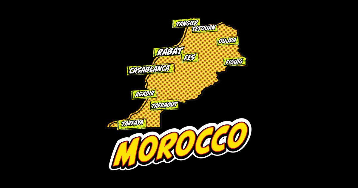 Morocco Travel map - Morocco Travel Map - Sticker | TeePublic