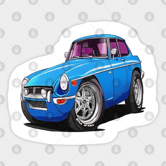 cartoon drawings of MGB GT Blue - Mgb Gt - Sticker | TeePublic