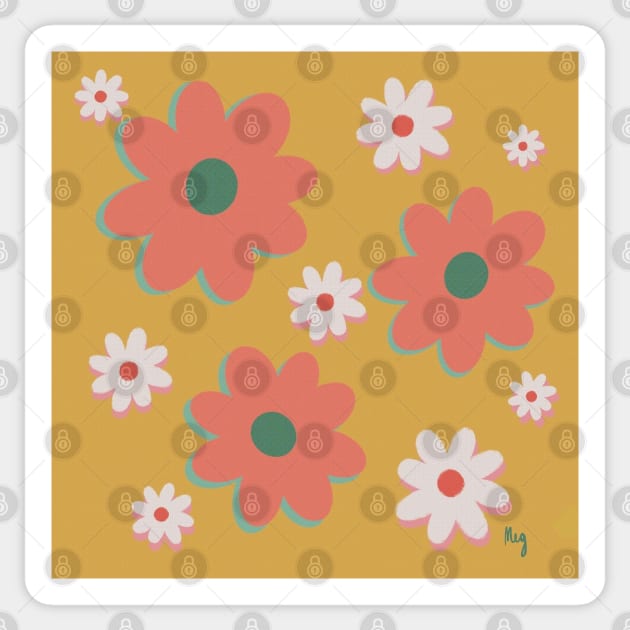 Gold Hazy Daisies - Floral - Sticker | TeePublic