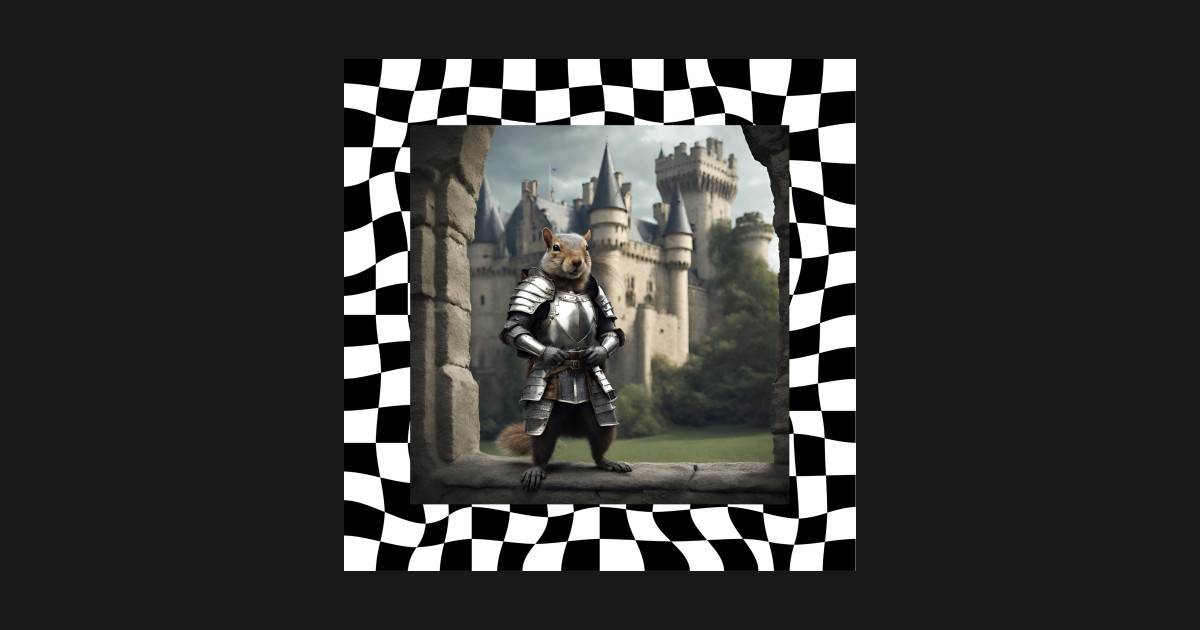 Squirrel Warrior Knight on Checkered Background - Squirrel - T-Shirt ...