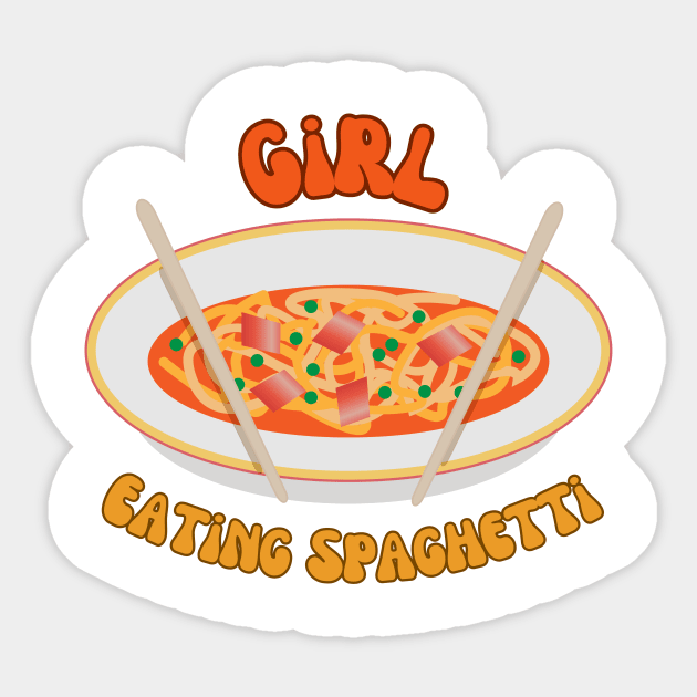 Girl eating spaghetti - Girl Eating Spaghetti - Sticker | TeePublic