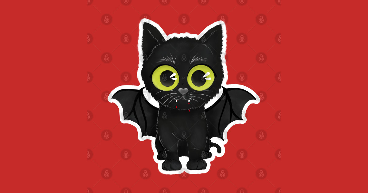 Scary cute cat bat - Halloween illustration - Halloween Costume Gift ...