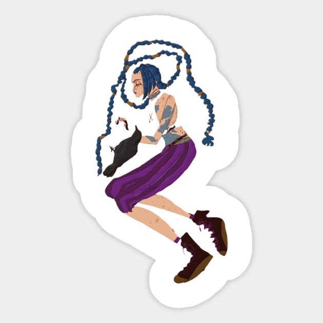 Jinx with Crow - Crown - Sticker | TeePublic