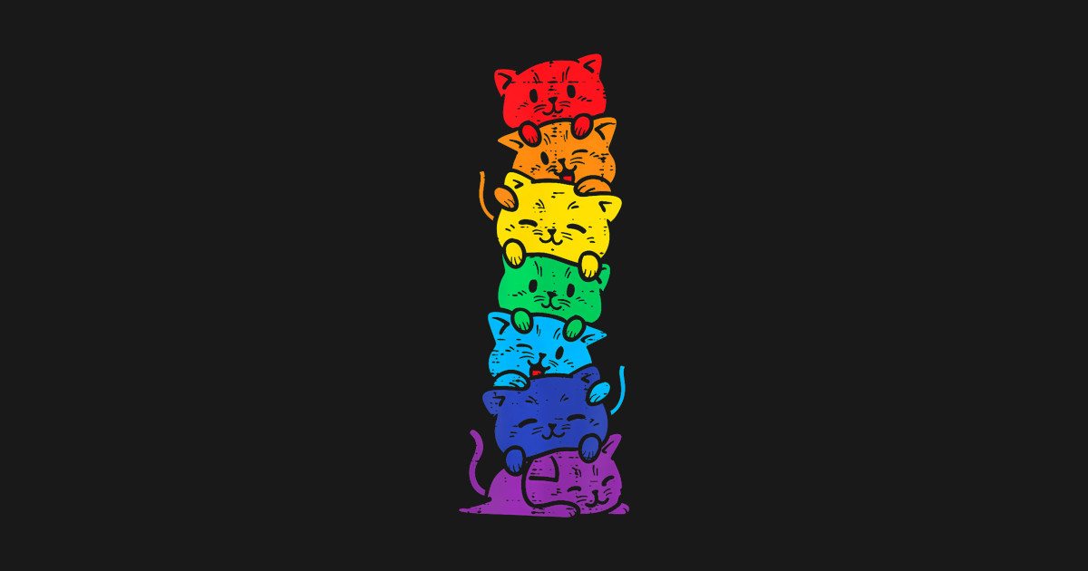 Cat Stack Rainbow Gay Pride Cute Lgbt Animal Pet Lover - Cat Stack ...