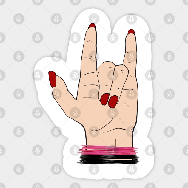 Female ROCK ON sign - Rock And Roll Music - Sticker | TeePublic