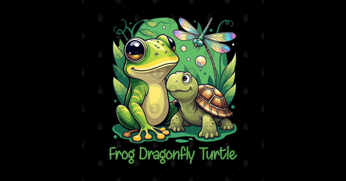 Frog-Dragonfly-Turtle - Frog Dragonfly Turtle - Sticker | TeePublic