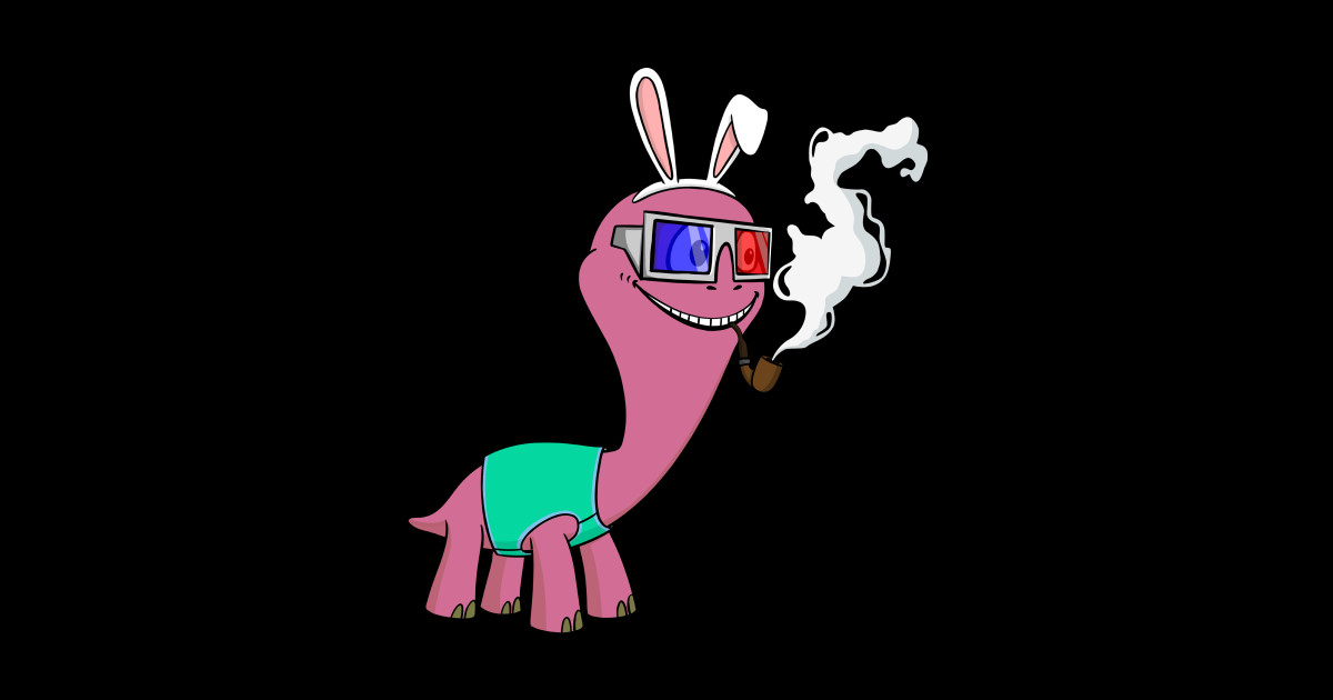 Turtle Rabbit Guy No Smoking Just Got a Pipe - Pink - Sticker | TeePublic