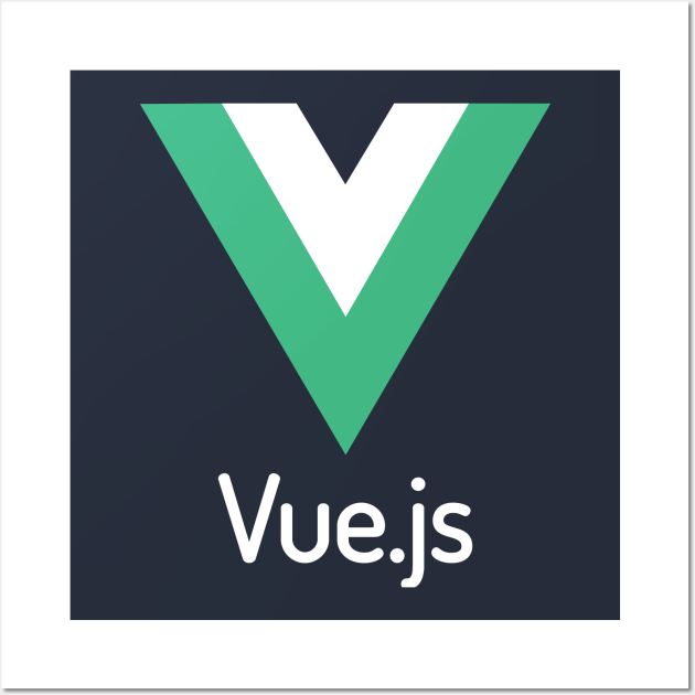 Vue JS logo vertical white - Vuejs - Posters and Art Prints | TeePublic