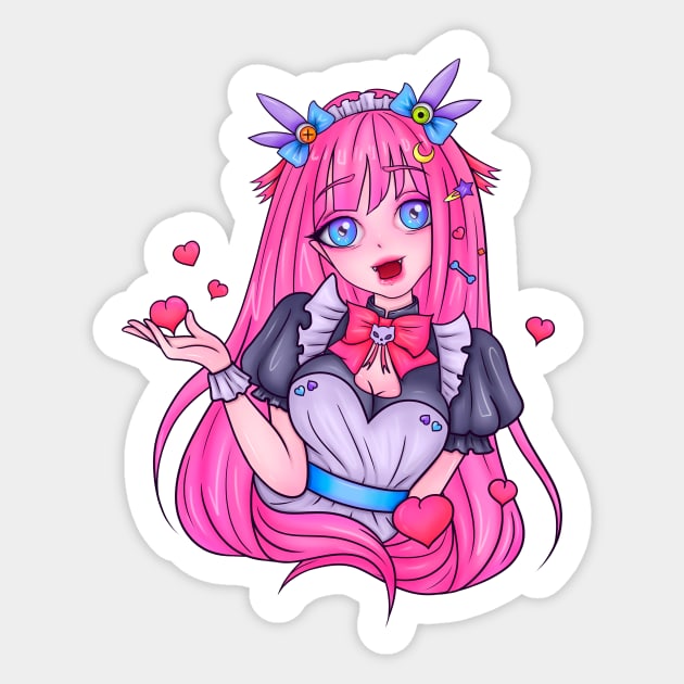 Cute Maid Anime Girl - Anime Girls - Sticker | TeePublic