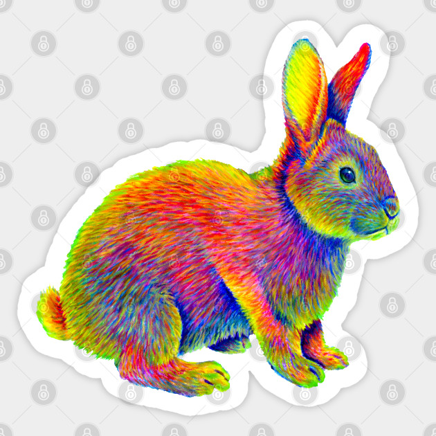 Psychedelic Rainbow Bunny Rabbit - Rainbow Rabbit - Sticker | TeePublic