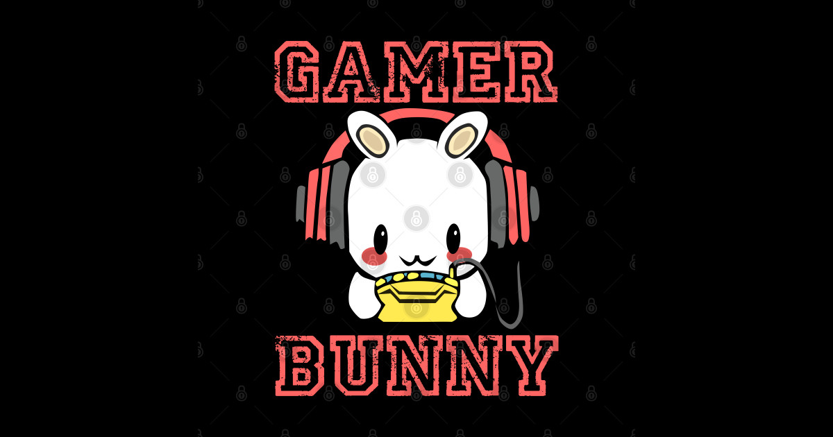 "Gamer Bunny – Cute Cartoon Rabbit with Game Controller - Gamer Clothes ...