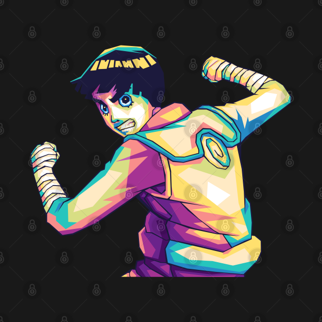 wpap rock lee - Anime Art - T-Shirt | TeePublic