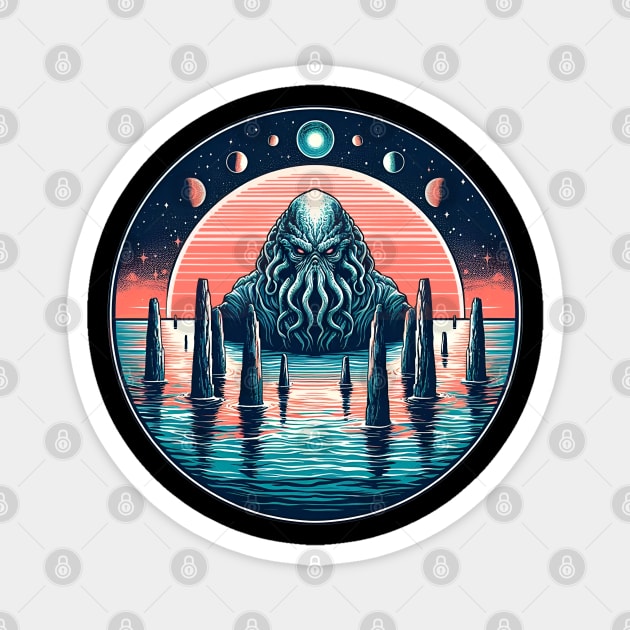 Cthulhu Synthwave Art: Retro Cosmic Horror - Cthulhu - Magnet | TeePublic