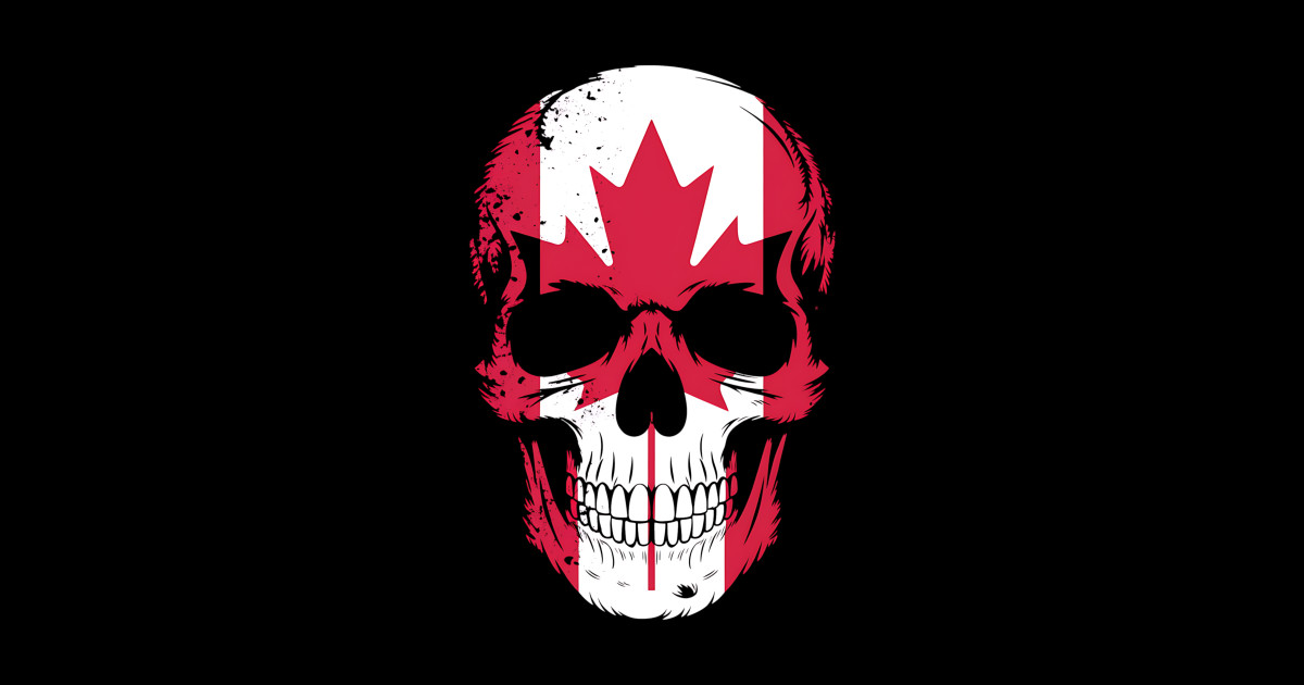 Canada Flag Canadian Skull Hockey Dad - Canada Flag Canadian Skull Hockey Dad - Sticker | TeePublic