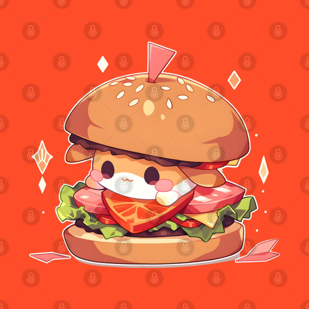 Super Kawaii Chibi Burger Kun - Cute Food Art - Burger Lover - Pin ...