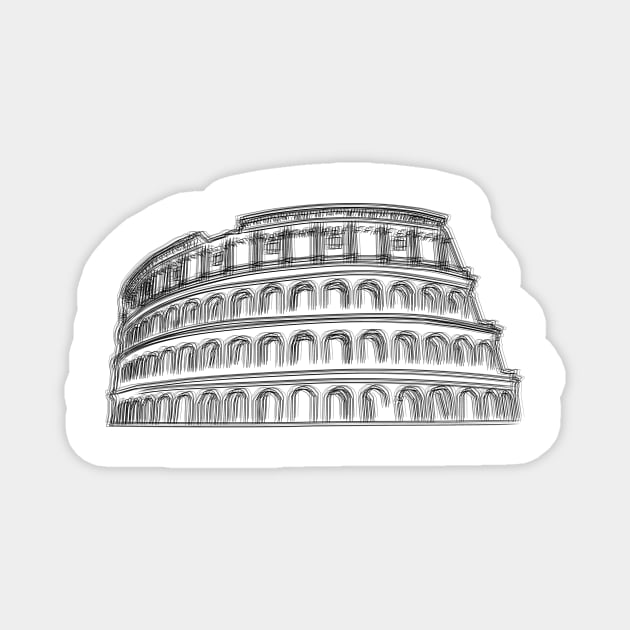 Minimalist Rome Colosseum Drawing - Rome Italy - Magnet | TeePublic
