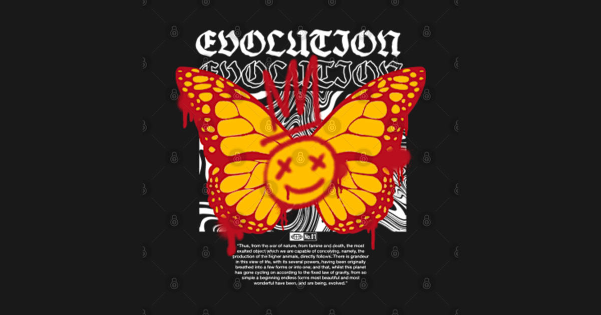 butterfly smiley evolution - Butterfly - T-Shirt | TeePublic