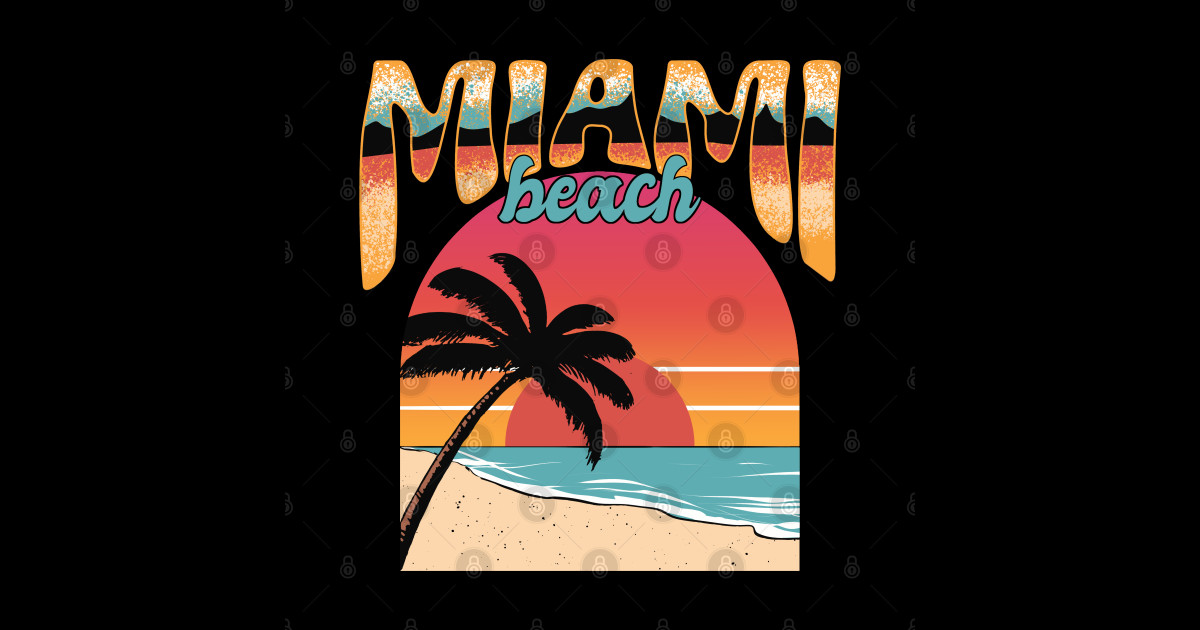 Retro 90s Miami Beach Sunset - Miami Beach - Posters and Art Prints ...