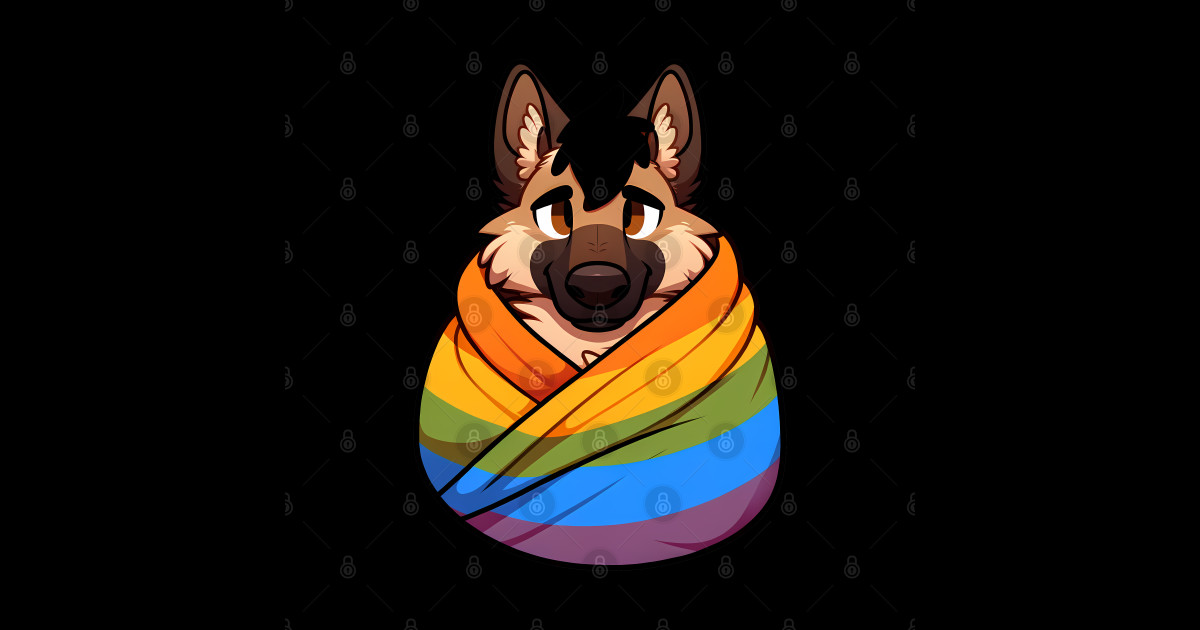 Comfy Womfy Furry Pride German Shepherd LGBTQ Rainbow - Furry - Sticker ...