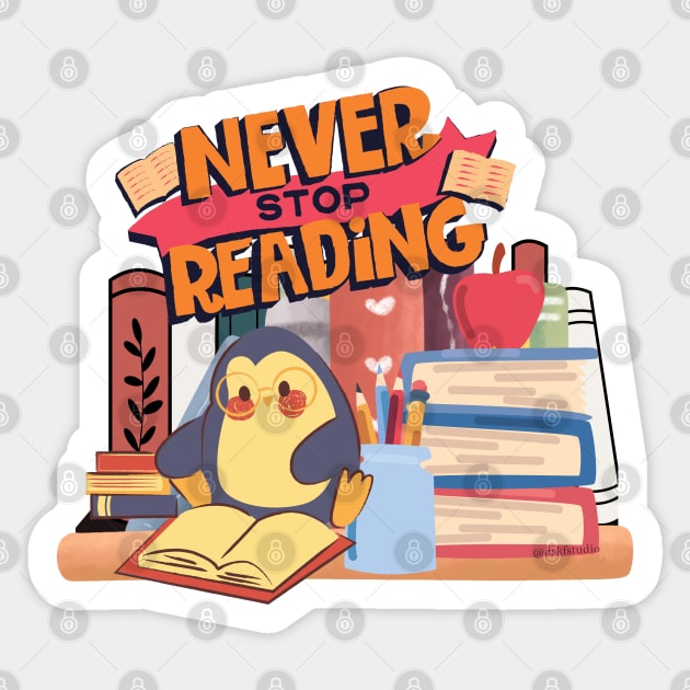 Pengha reads - Penguin - Sticker | TeePublic